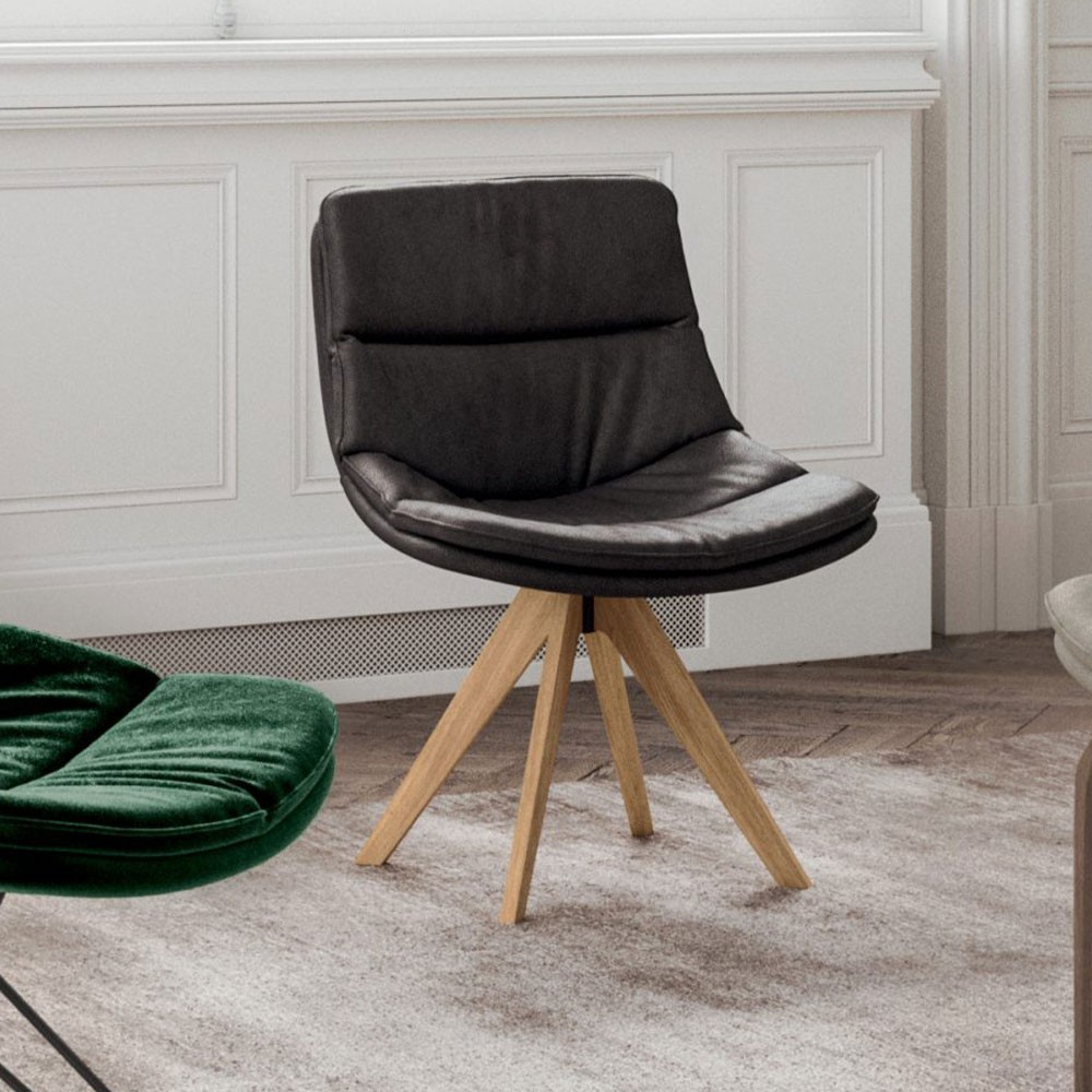 Sillón Sally de Ozzio design. Estructura en madera y tapizado en piel o ...