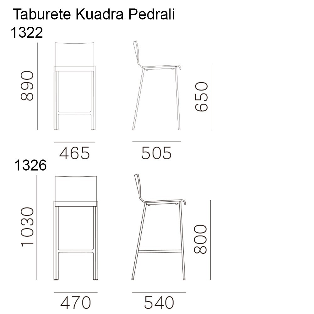 Taburete Kuadra 1322/1326 de Pedrali. Taburetes de diseño. Taburetes ...
