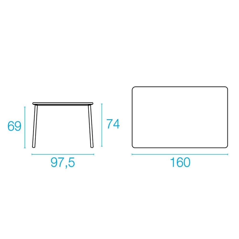 Mesa rectangular de diseño moderno para espacios exteriores de Emu.