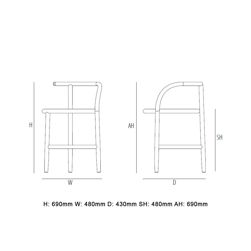 Taburete Single Curve 3 Patas de GTV Thonet Vienna. Taburetes de diseño.