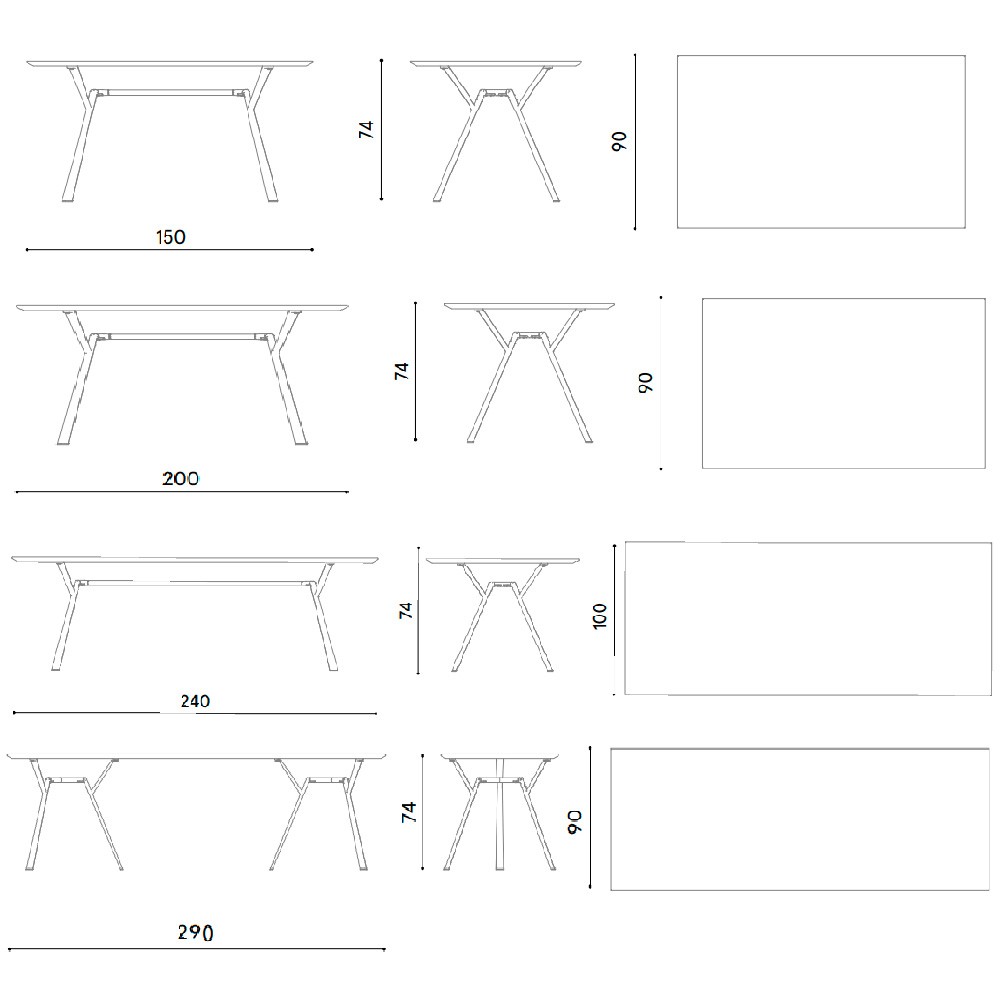 Mesa rectangular Radice Quadra de Diseño moderno para exteriores de Fast.