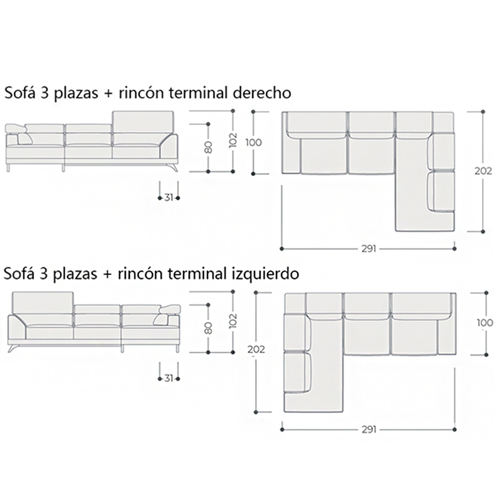 Sofá rinconera terminal Tucson Temasdos