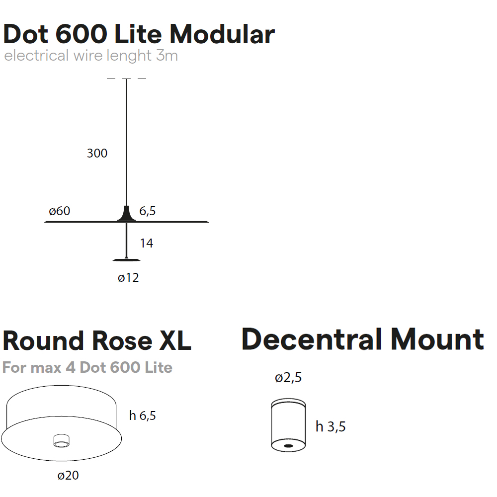 Lámparas modernas de suspensión Dot 600 Lite (dos configuraciones) de ...